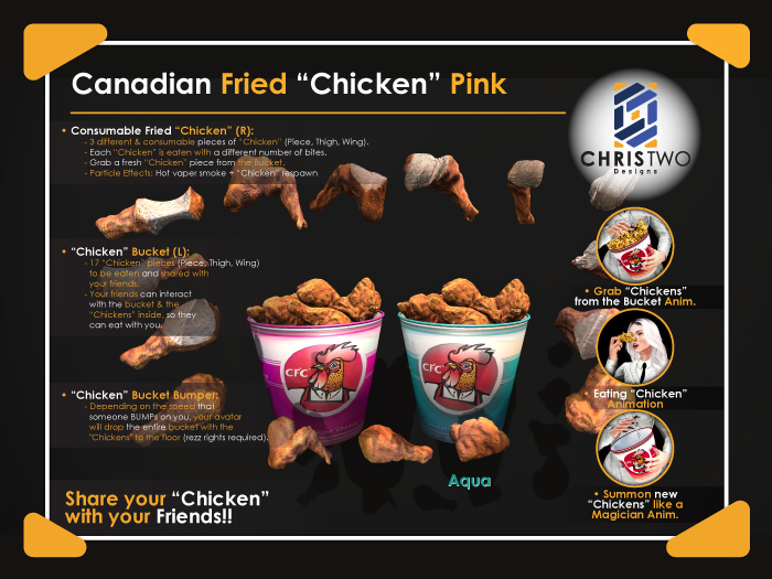 Second Life Marketplace - Canadian Fried "Chicken" Pink - [Chris Two ...